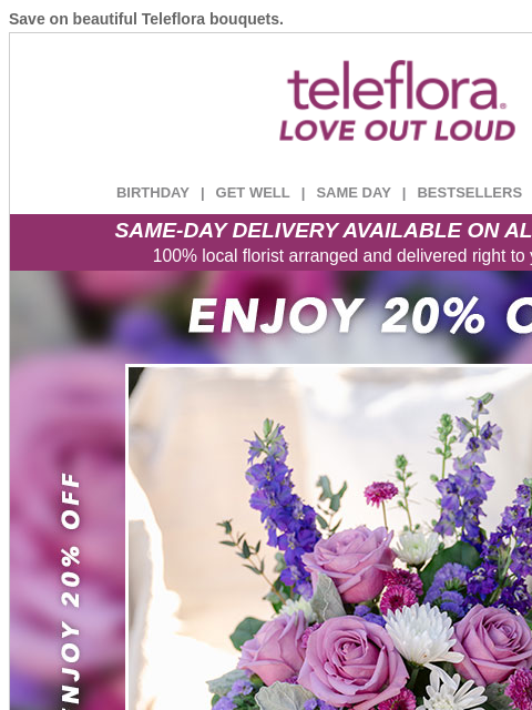 Winter Magic Awaits 💙 20% off All Bouquets - teleflora Newsletter ...