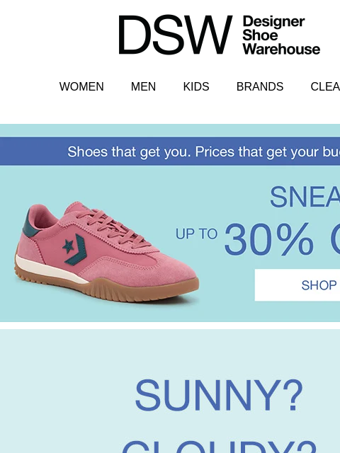 Sneakers up to 30% off? Yep! - dsw Newsletter | BrandsNinja | BrandsNinja